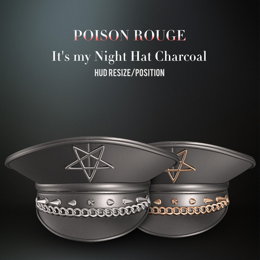 Second Life Marketplace - POISON ROUGE It's my Night Hat - Charcoal