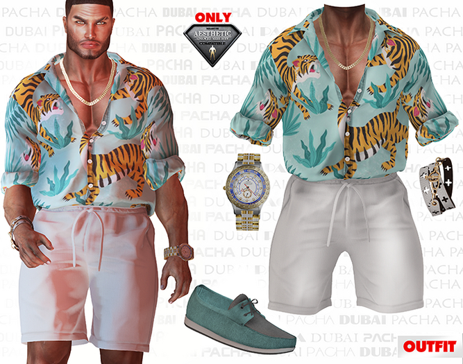 Second Life Marketplace - AESTHETIC_Pacha_Outfit_Top Blue Tiger & Short ...