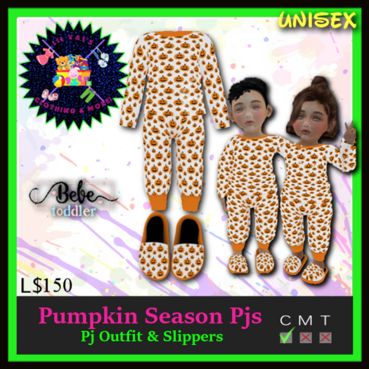 Second Life Marketplace - *LVD* Pumpkin Season Pjs - Bebe Toddler