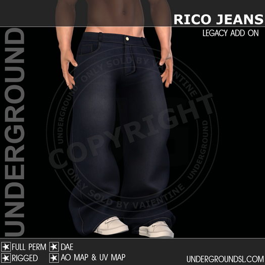 Second Life Marketplace - [UG MESH] RICO JEANS - LEGACY ADD ON - FULL PERM