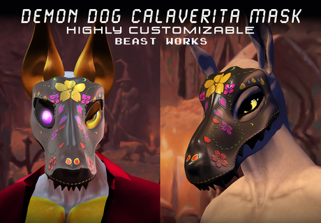 Second Life Marketplace - [Beast Works] Demon Dog Calaverita Mask