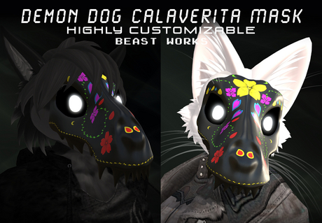 Second Life Marketplace - [Beast Works] Demon Dog Calaverita Mask