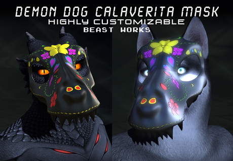 Second Life Marketplace - [Beast Works] Demon Dog Calaverita Mask