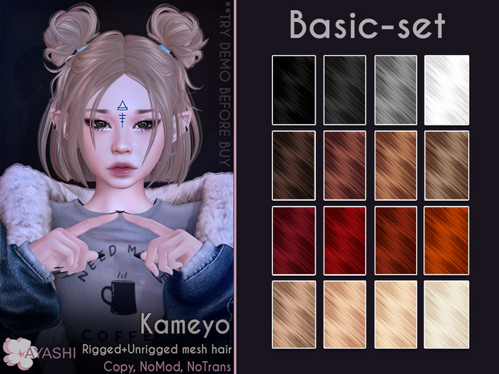 Second Life Marketplace - [^.^Ayashi^.^] Kameyo hair-Basic set