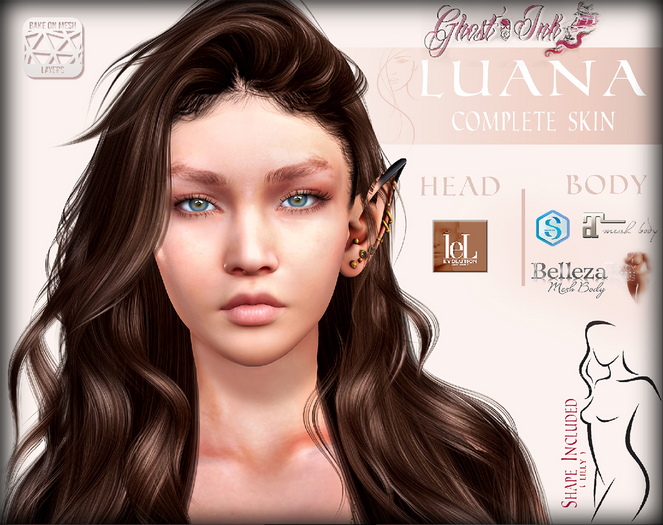 Second Life Marketplace - GHOST INK \\ LUANA SKIN // TONE 03
