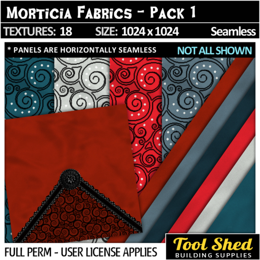 Second Life Marketplace - Tool Shed - Morticia Fabrics - Pack 1 ...
