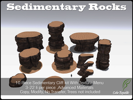 Second Life Marketplace - Sedimentary Cliff builders kit mesh & materials