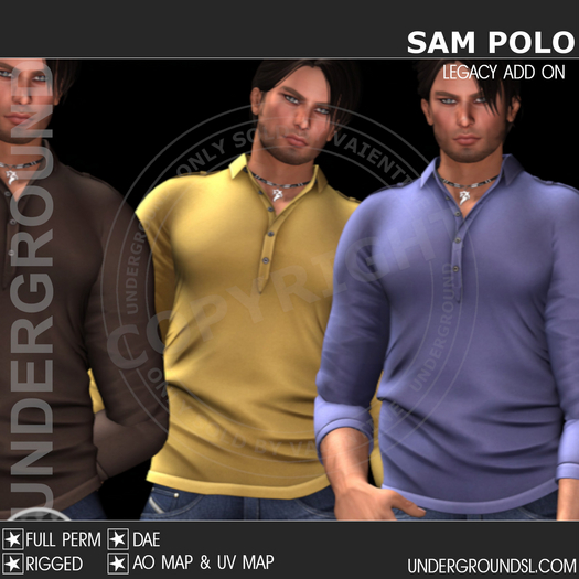 Second Life Marketplace - [UG MESH] SAM POLO SHIRT - LEGACY ADD ON ...