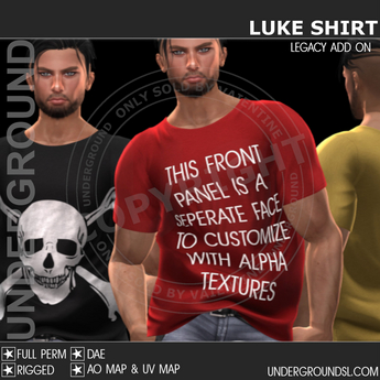 Second Life Marketplace - [UG MESH] LUKE SHIRT - LEGACY ADD ON - FULL PERM
