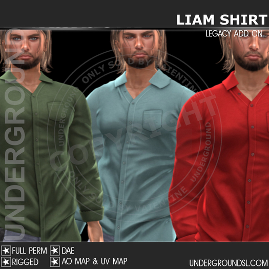 Second Life Marketplace - [UG MESH] LIAM SHIRT - LEGACY ADD ON - FULL PERM