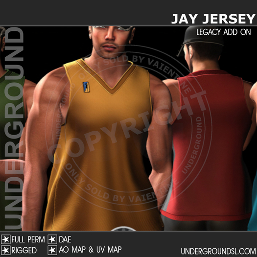Second Life Marketplace - [UG MESH] JAY JERSEY - LEGACY ADD ON - FULL PERM