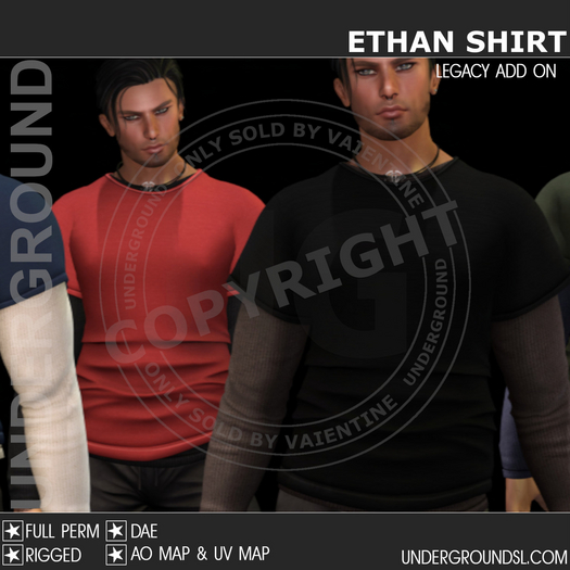 Second Life Marketplace - [UG MESH] ETHAN SHIRT - LEGACY ADD ON