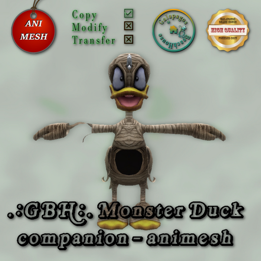 Second Life Marketplace - .:GBH:. Monster duck companion animesh
