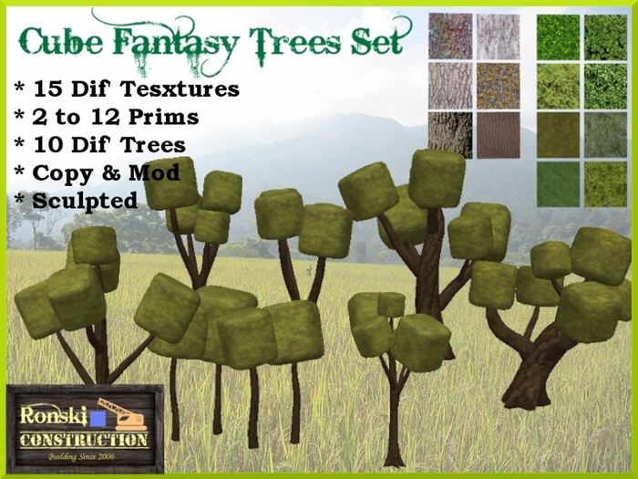 Second Life Marketplace - -PROMO- Cube Fantasy Trees set Shrubs Topiary ...