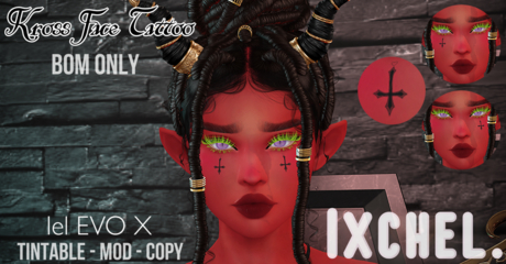Second Life Marketplace - IXCHEL. - The Kross Face Tattoo - [EVO X BOM ...