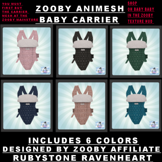 Second Life Marketplace - ZOOBY ANIMESH CARRIER BY OH BABY BABY CARRIER ...