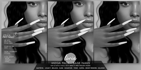 Second Life Marketplace - LIVIA Mix It PRO Base Nails [MEGA PACK] DEMOS