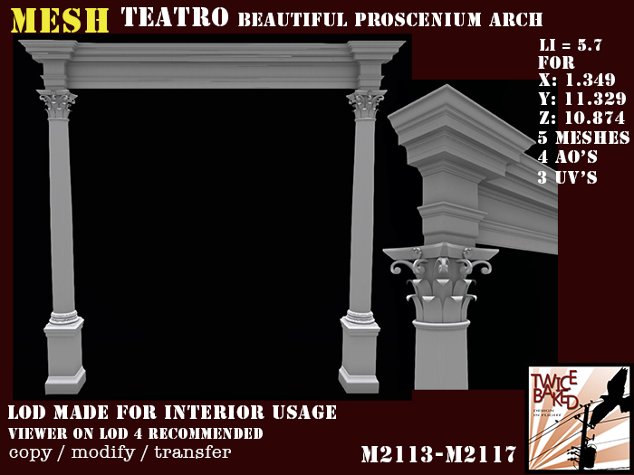 Second Life Marketplace - "TB" Teatro beautiful theatre proscenium arch ...