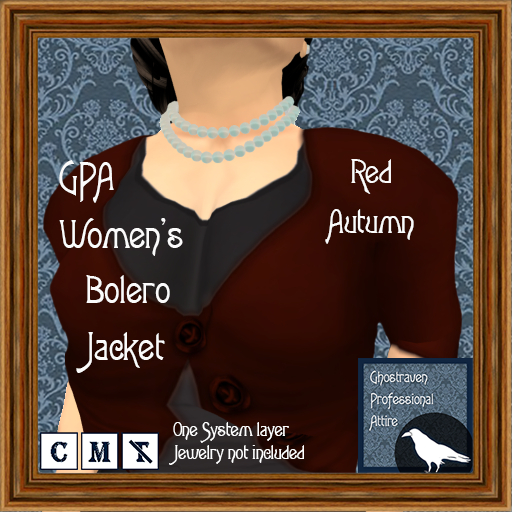 Second Life Marketplace - GPA Women's Bolero Jacket BOM - Red Autumn