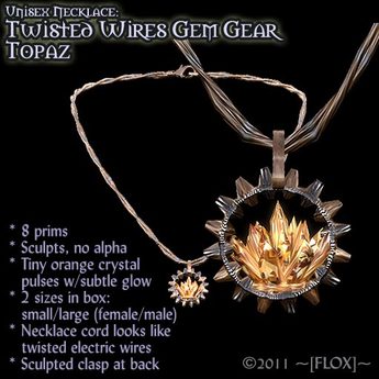 Second Life Marketplace - ~[F]~Necklace-Twisted Wires Gem Gear (Golden ...