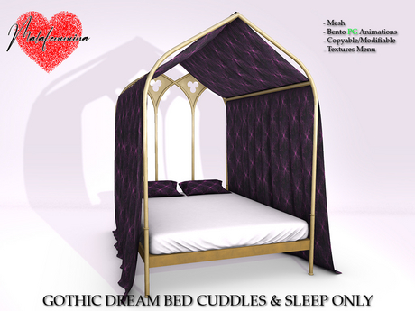 Second Life Marketplace - [MLF] GOTHIC DREAM BED - CUDDLES & SLEEP ONLY