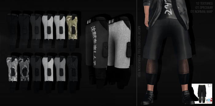Second Life Marketplace - TEXTURES MEOW for Black Short SET 222v2