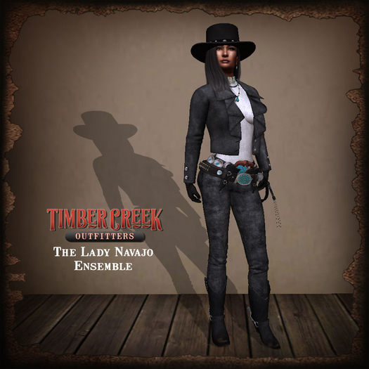 Second Life Marketplace - [Timber Creek] Lady Navajo Rawhide Ensemble-Black