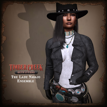 Second Life Marketplace - [Timber Creek] Lady Navajo Rawhide Ensemble-Black