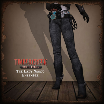 Second Life Marketplace - [Timber Creek] Lady Navajo Rawhide Ensemble-Black