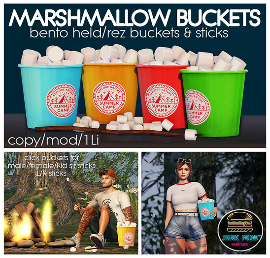 Second Life Marketplace Junk Food Marshmallow Bucket Fatpack