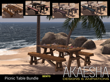 Second Life Marketplace - Picnic Table Dining Set (3,000+ Food Choices ...