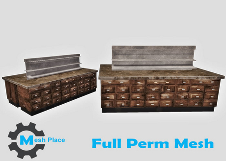 Second Life Marketplace - Mesh Place - Old Lab Desk - FULL PERM MESH
