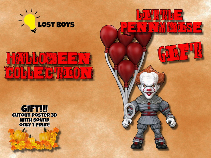 Second Life Marketplace - @LostBoys@ -GIFT - Little Pennywise 3D Poster BOX