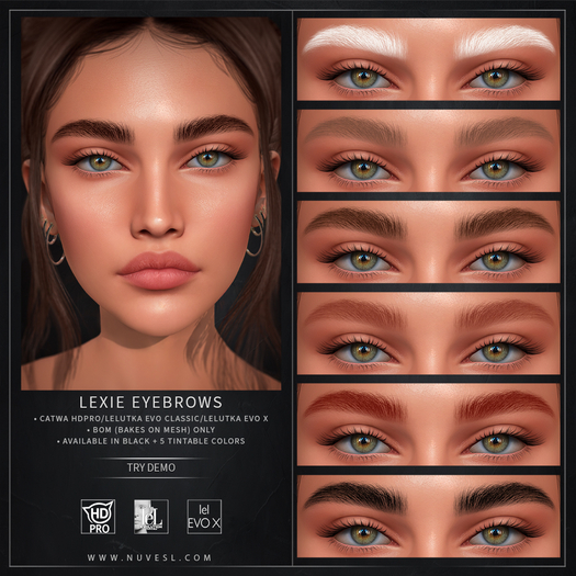 Second Life Marketplace - Nuve. Lexie tintable eyebrows DEMO