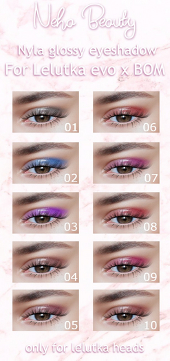 Second Life Marketplace - Neha Beauty - Nyla glossy eyeshadow for ...