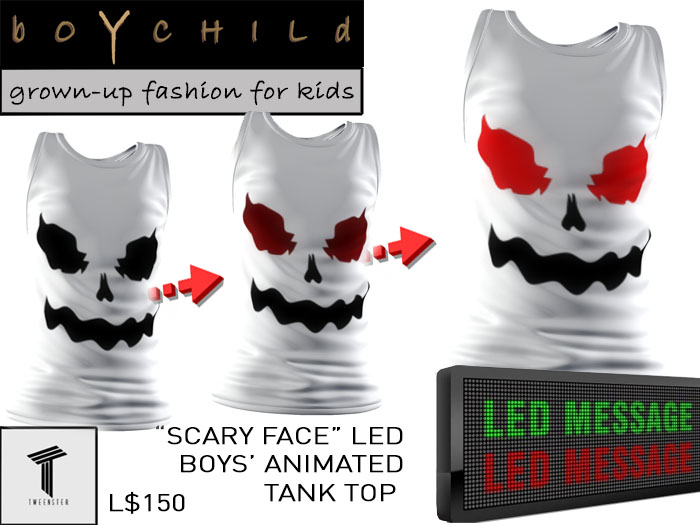 Second Life Marketplace - .:BC:. Boys' LED Tank 'Scary Face'