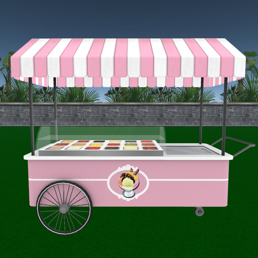 Second Life Marketplace - Gumdrops - Ice Cream Sundae Cart Vendor Stand 3LI