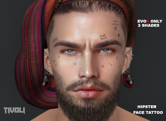Second Life Marketplace - -Tivoli inc - Hipster face tattoo Evox bom only