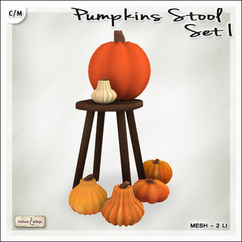 Second Life Marketplace - [V/W] Pumpkins Stool Set I - Fall Decor ...