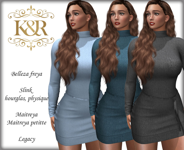 Second Life Marketplace - Lisa 3 Knit Dress Slink hourglass and ...