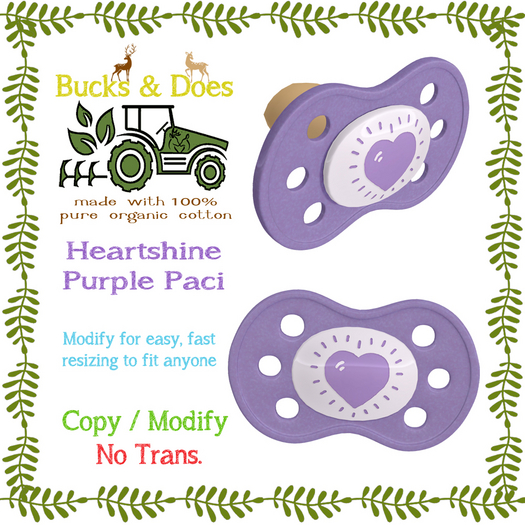 Second Life Marketplace - [Bucks & Does] Heartshine purple pacifier