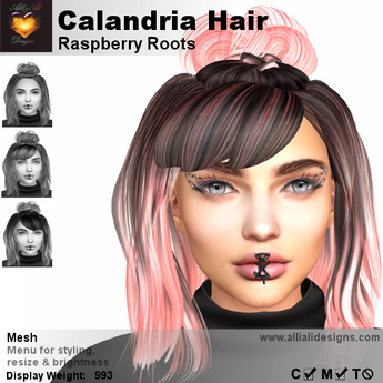 Second Life Marketplace - A&A Calandria Hair Raspberry Roots, demo ...