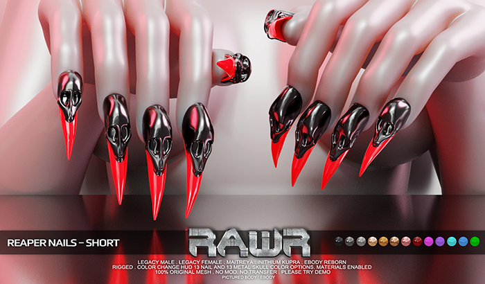 Second Life Marketplace - RAWR! Reaper Short Nails (add me)