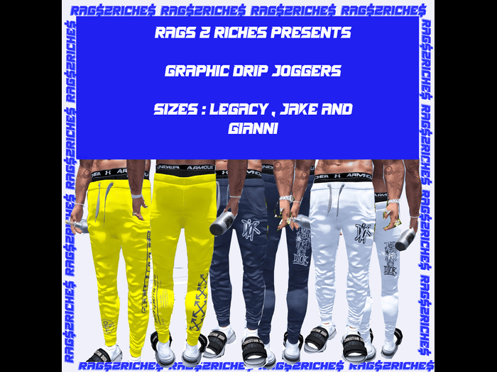 Second Life Marketplace - R2R - GRAPHIC DRIP JOGGER COLLECTION