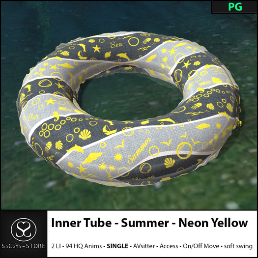 Second Life Marketplace - SaCaYa - Inner Tube - Summer - Neon Yellow (PG)