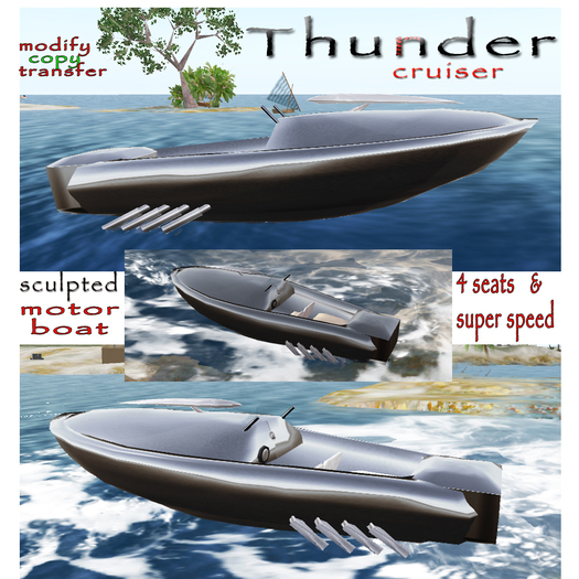 Second Life Marketplace - FREE - Thunder Cruiser Motor Boat Sculpted 4 ...
