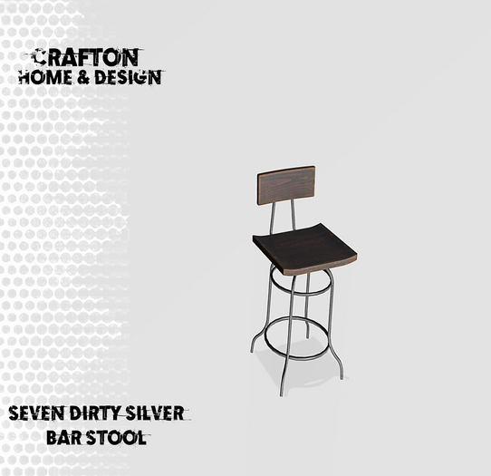 Second Life Marketplace - [Crafton] Seven [PG] Bento Dirty Silver Bar Stool