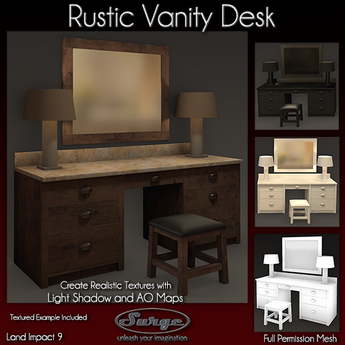 Second Life Marketplace - Rustic Vanity Desk - Full Permission Original ...