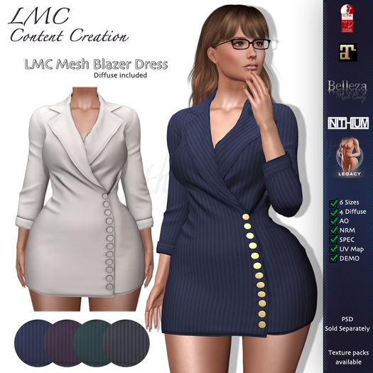 Second Life Marketplace - DEMO - LMC Mesh - Blazer Dress - Business ...