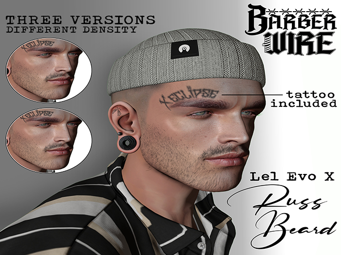 Second Life Marketplace - [BARBERWIRE] Russ Beard + Tattoo EVO X